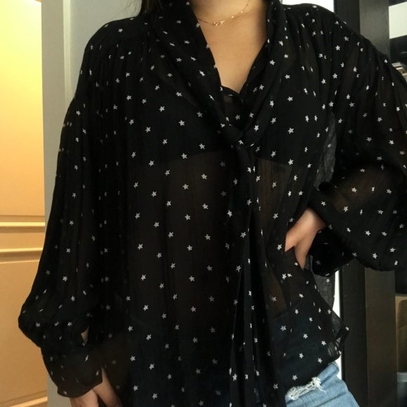 Free People | Tops | Free People Starry Night Sheer Blouse | Poshmark